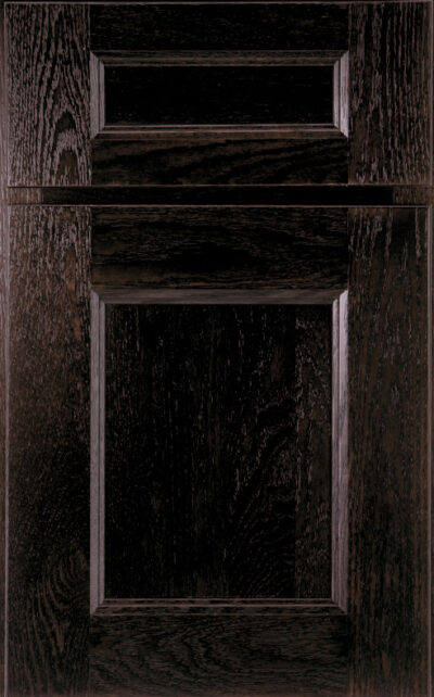 Rochelle Reverse Raised Panel in Smoke on Oak | Yorktowne Cabinetry