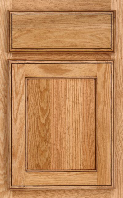 Higgins Reverse Raised Panel in Seagrass Sheer on Oak | Yorktowne Cabinetry